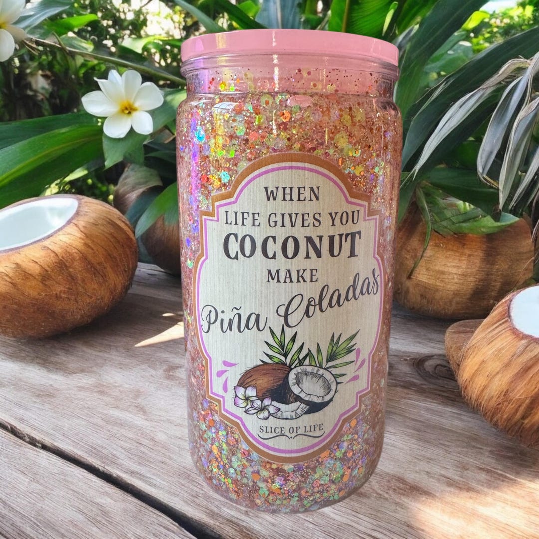 16 Oz Plastic Pina Colada Snow Globe Tumbler - Etsy