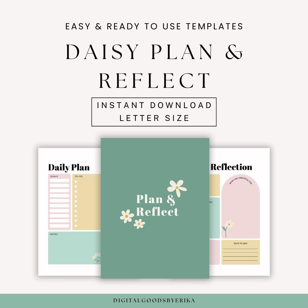 Daisy Plan & Reflect Digital Journal 9-page Printable Set Daily, Weekly ...