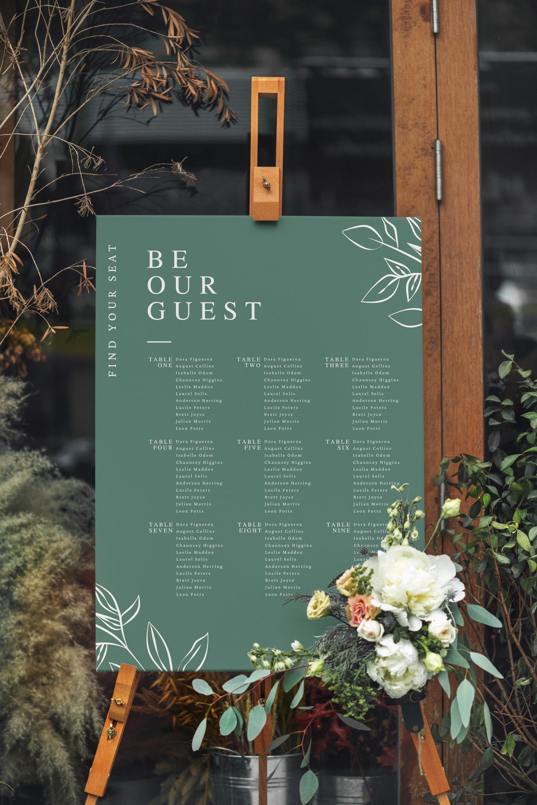 Seating Chart Template | Editable Canva Seating Chart, Wedding Sage ...