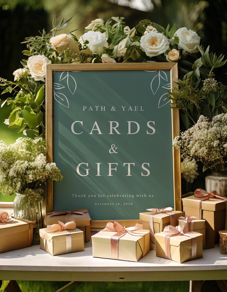 Cards and Gifts Wedding Sign Template | DIY Elegant Digital Signage ...