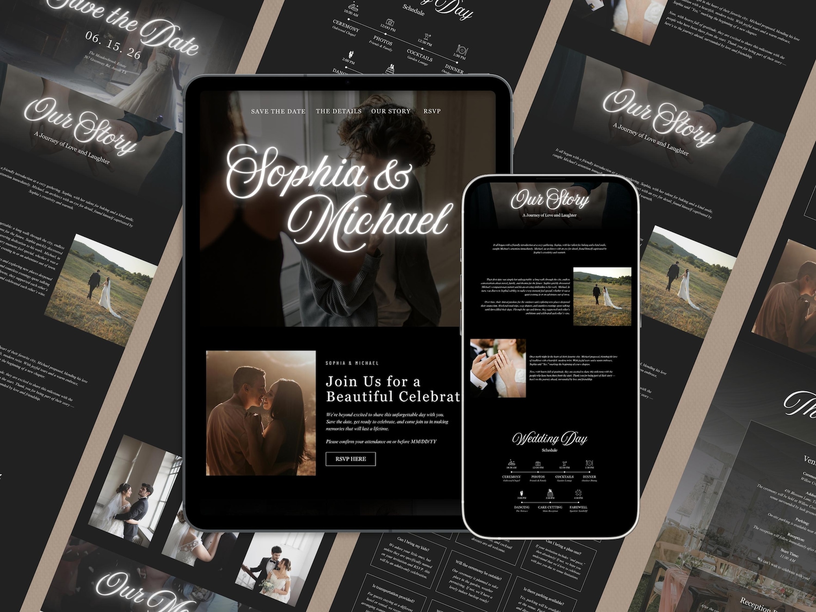 Luxe Elegance Canva Wedding Website Template | Save the Date, RSVP ...