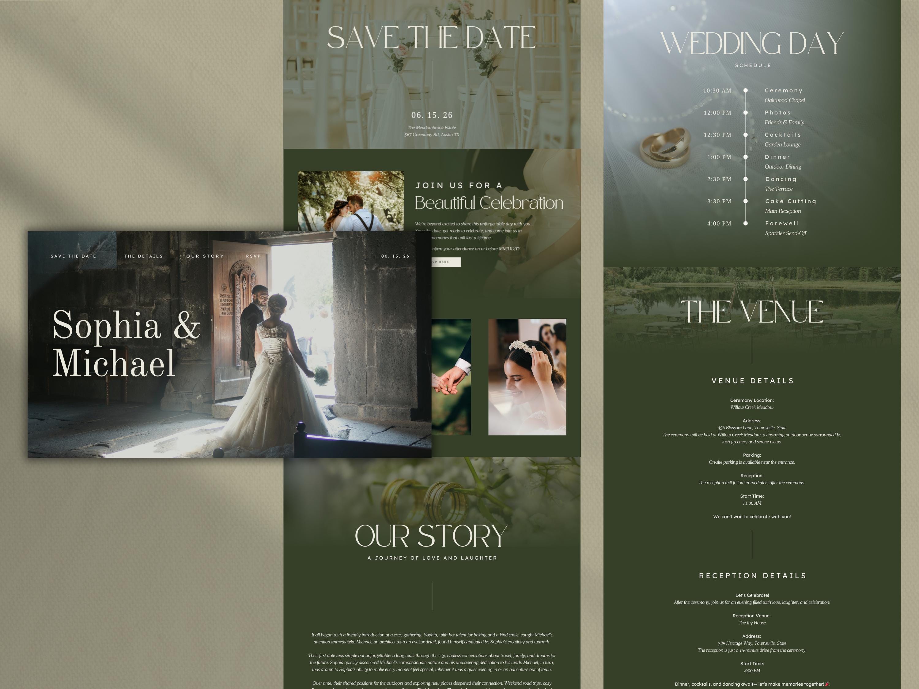 Rustic Sage Wedding Website Template: Editable Canva Design (digital ...