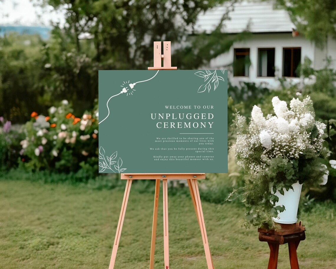 Unplugged Ceremony Wedding Sign Template Ceremony Wedding Sign, Modern ...