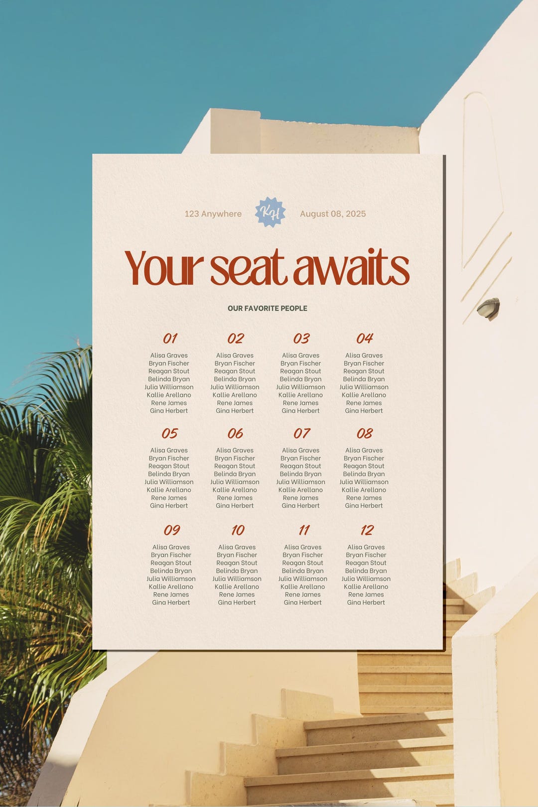 Seating Chart Template | Editable Canva Seating Chart, Wedding Retro ...