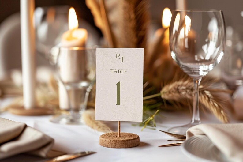 Minimalist Table Number Template | Canva Editable Olive Floral Table ...