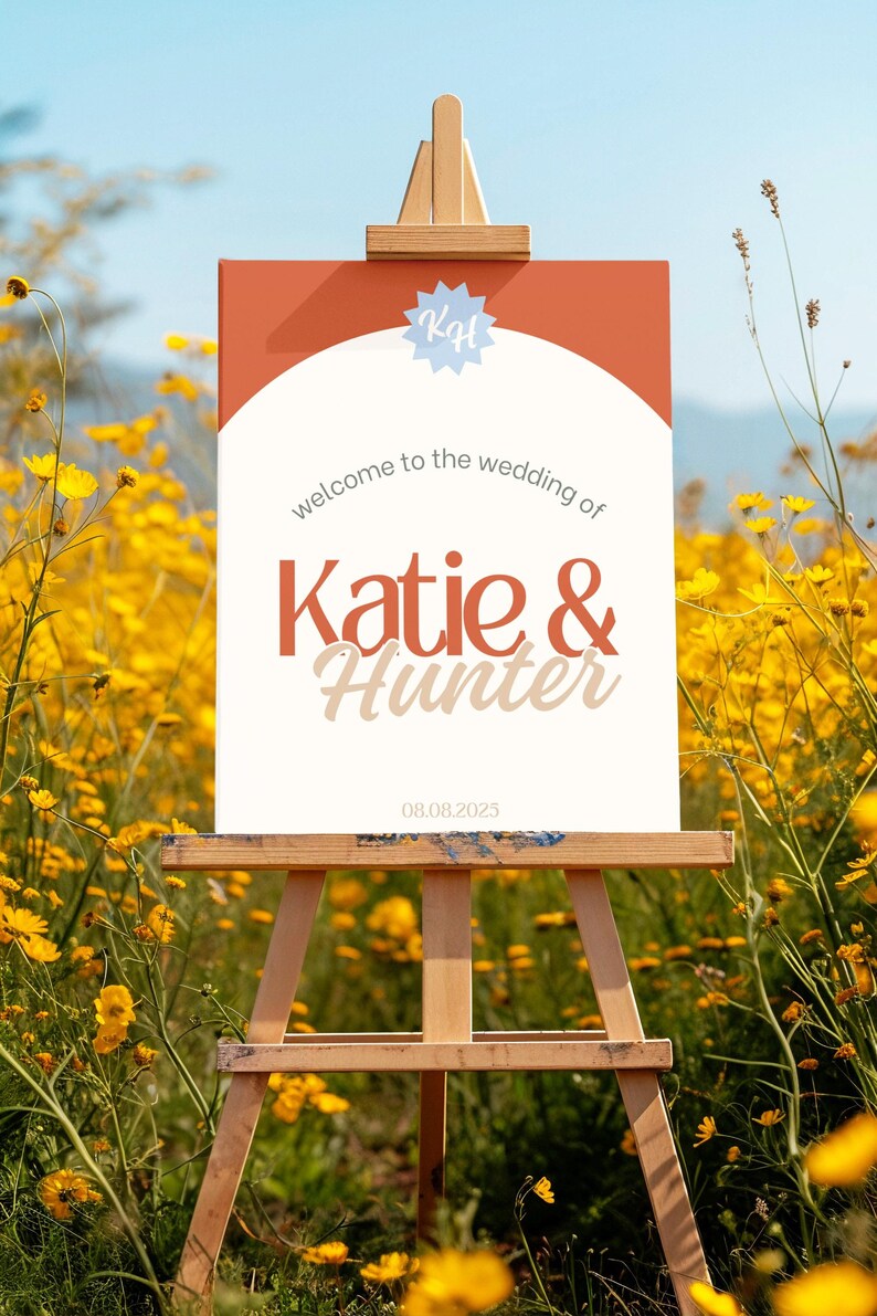 Retro Arc Wedding Sign Template: DIY Digital Signage (canva) - Etsy