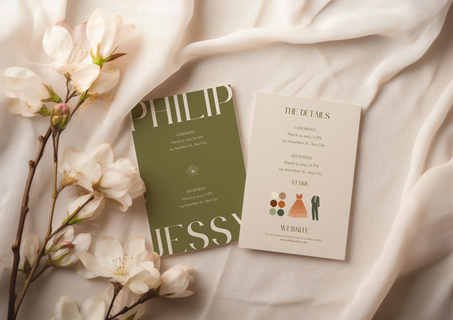 Olive Floral Essential Bundle | DIY Wedding Invitation, Minimalist ...