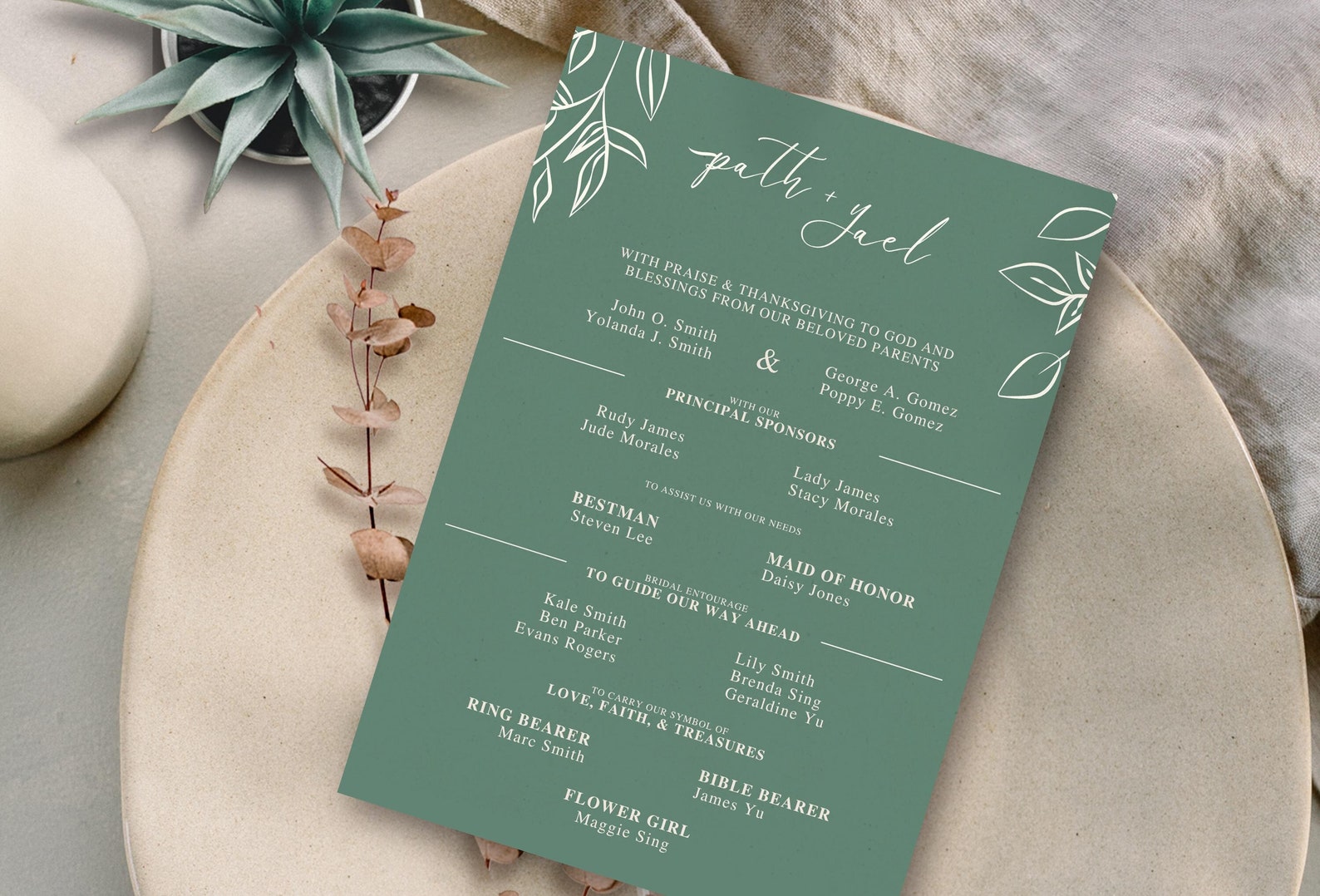 Sage Green Wedding Entourage Template: DIY Canva Editable (digital ...