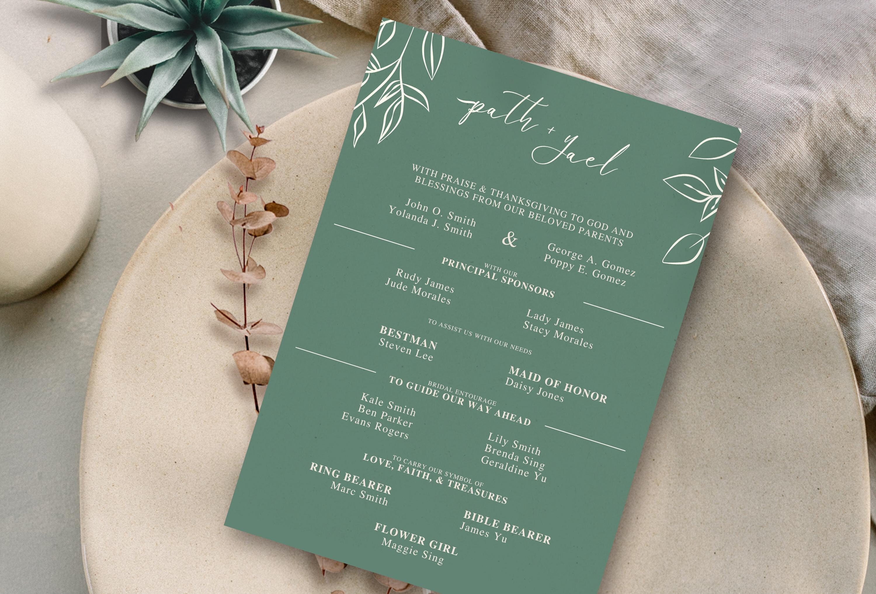 Wedding Entourage List Template