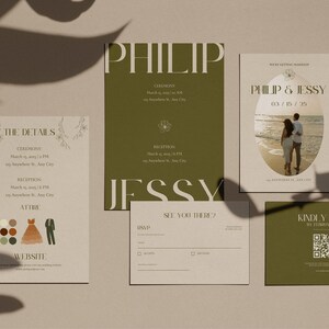 Olive Floral Essential Bundle | DIY Wedding Invitation, Minimalist ...