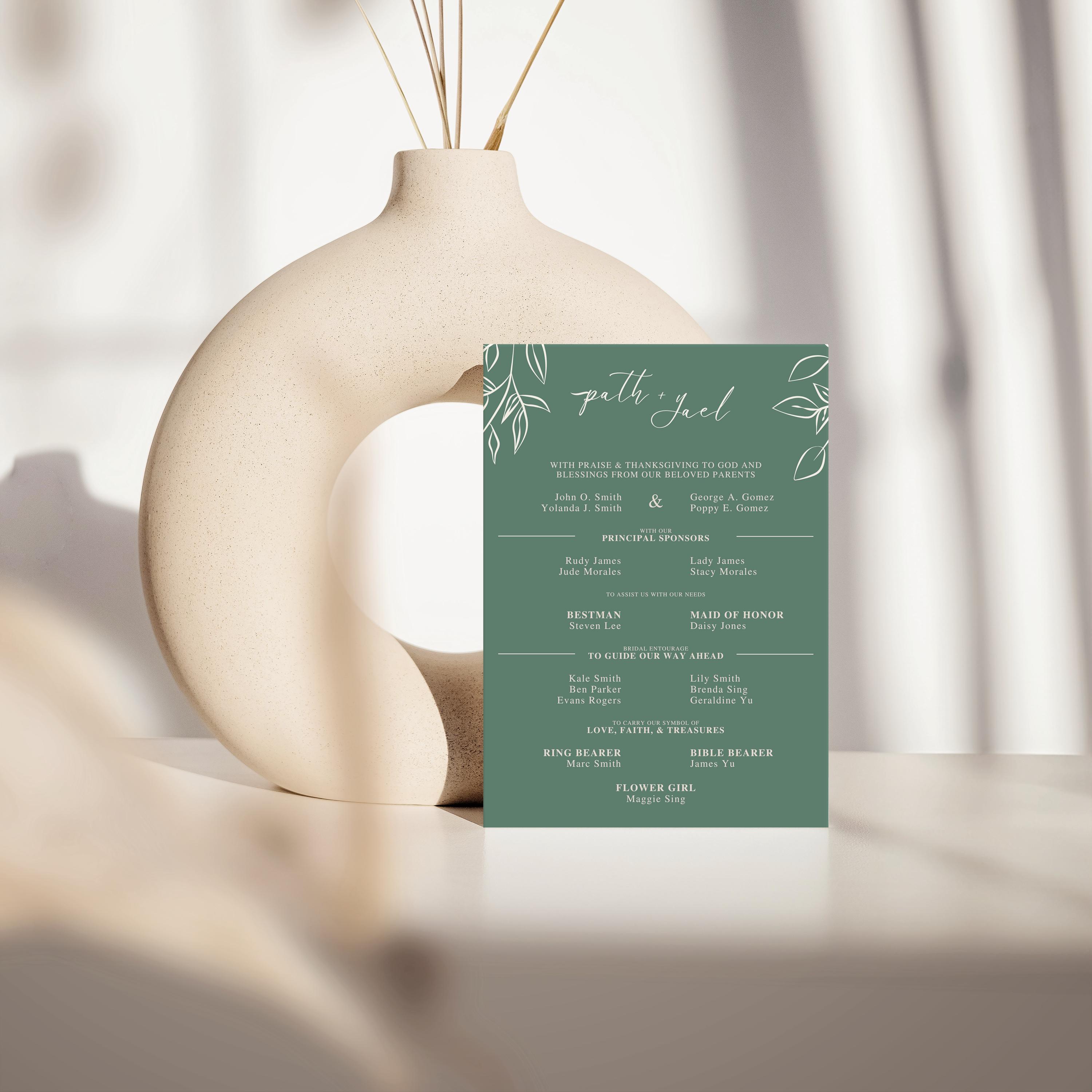 Wedding Entourage Template | Canva Editable Sage Leaf Wedding, DIY ...