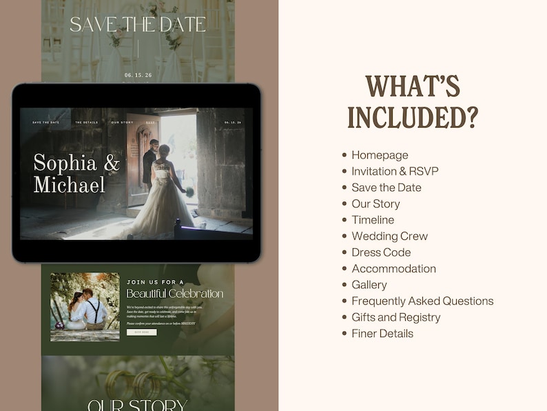 Rustic Sage Wedding Website Template: Editable Canva Design (digital ...