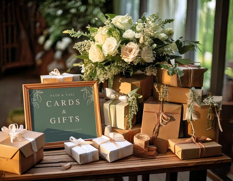 Cards and Gifts Wedding Sign Template | DIY Elegant Digital Signage ...
