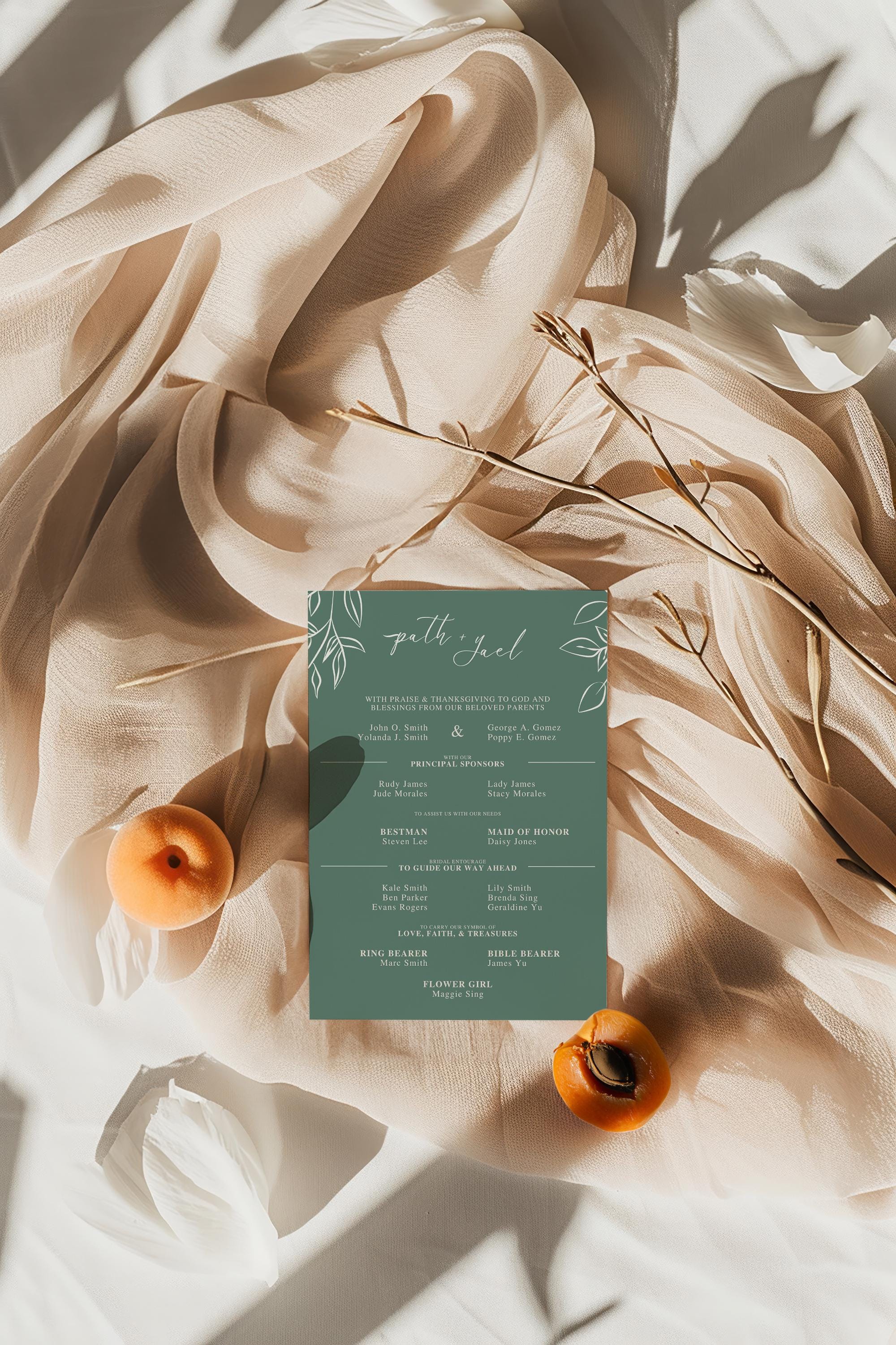 Sage Green Wedding Entourage Template: DIY Canva Editable (digital ...