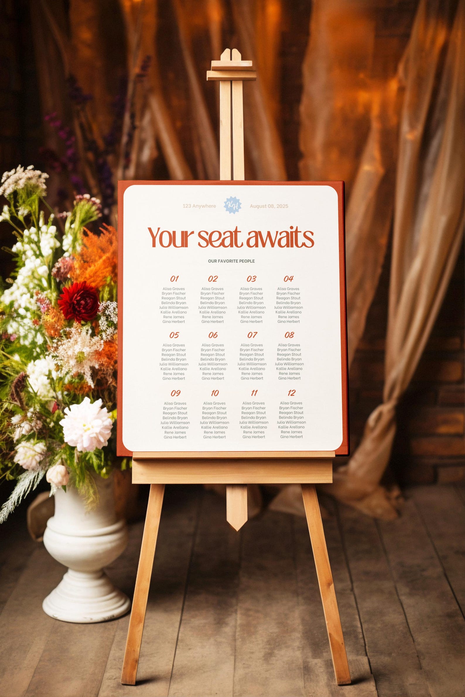 Retro Arc Wedding Seating Chart Template (digital Download) - Etsy
