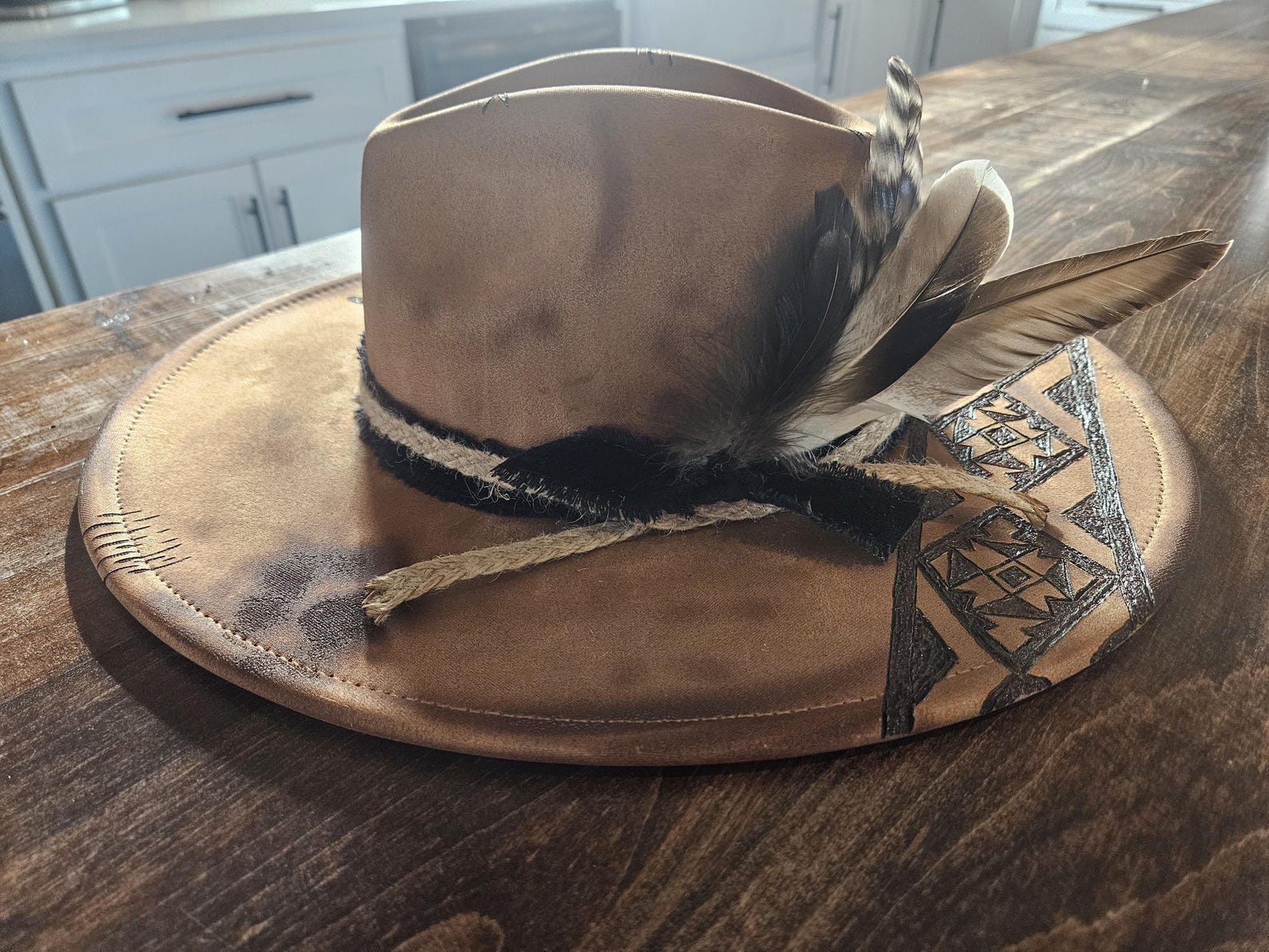 Custom Order Burned Aztec Hat With Brand - Etsy