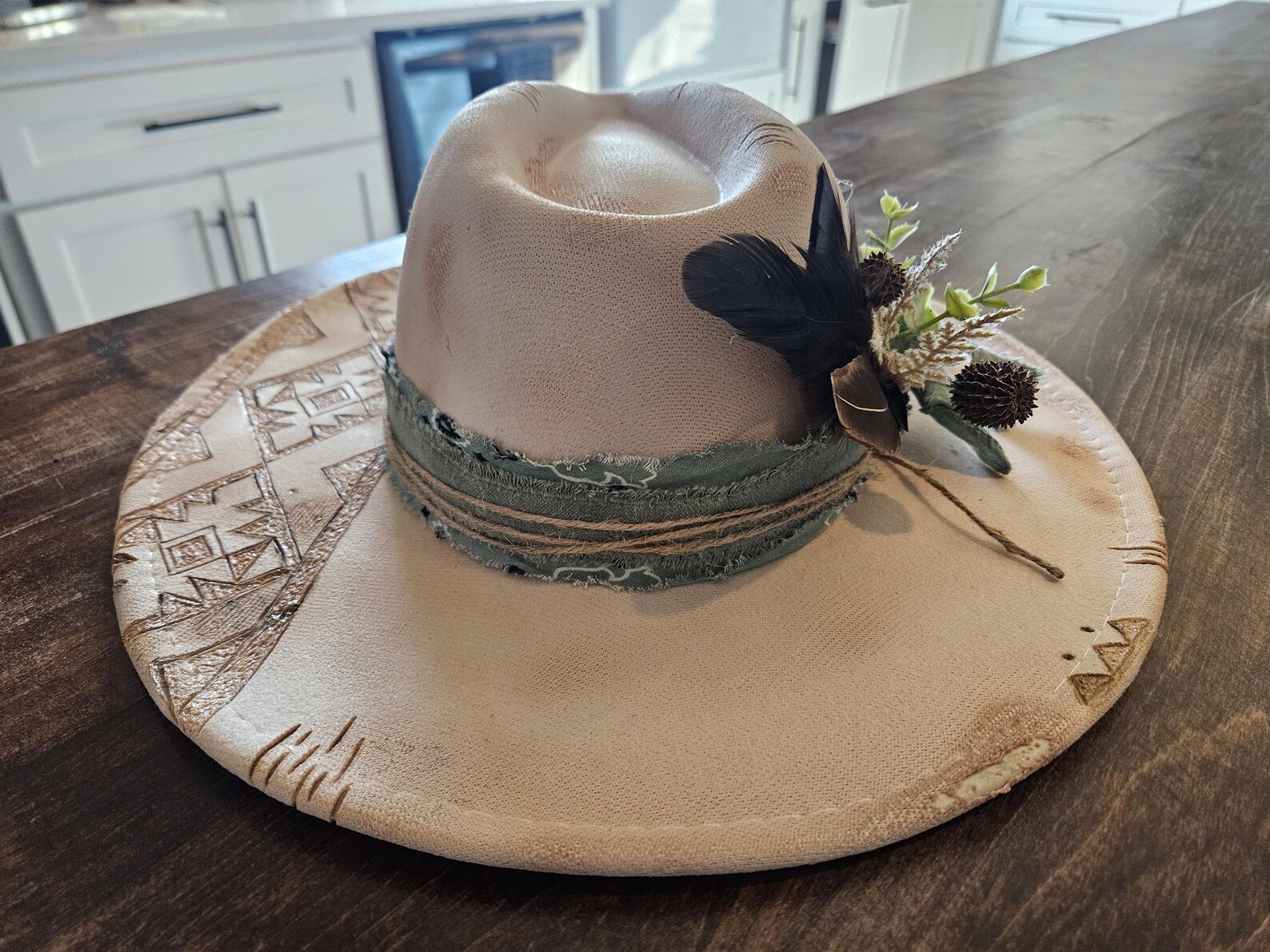 Custom Burned Aztec Hat - Etsy