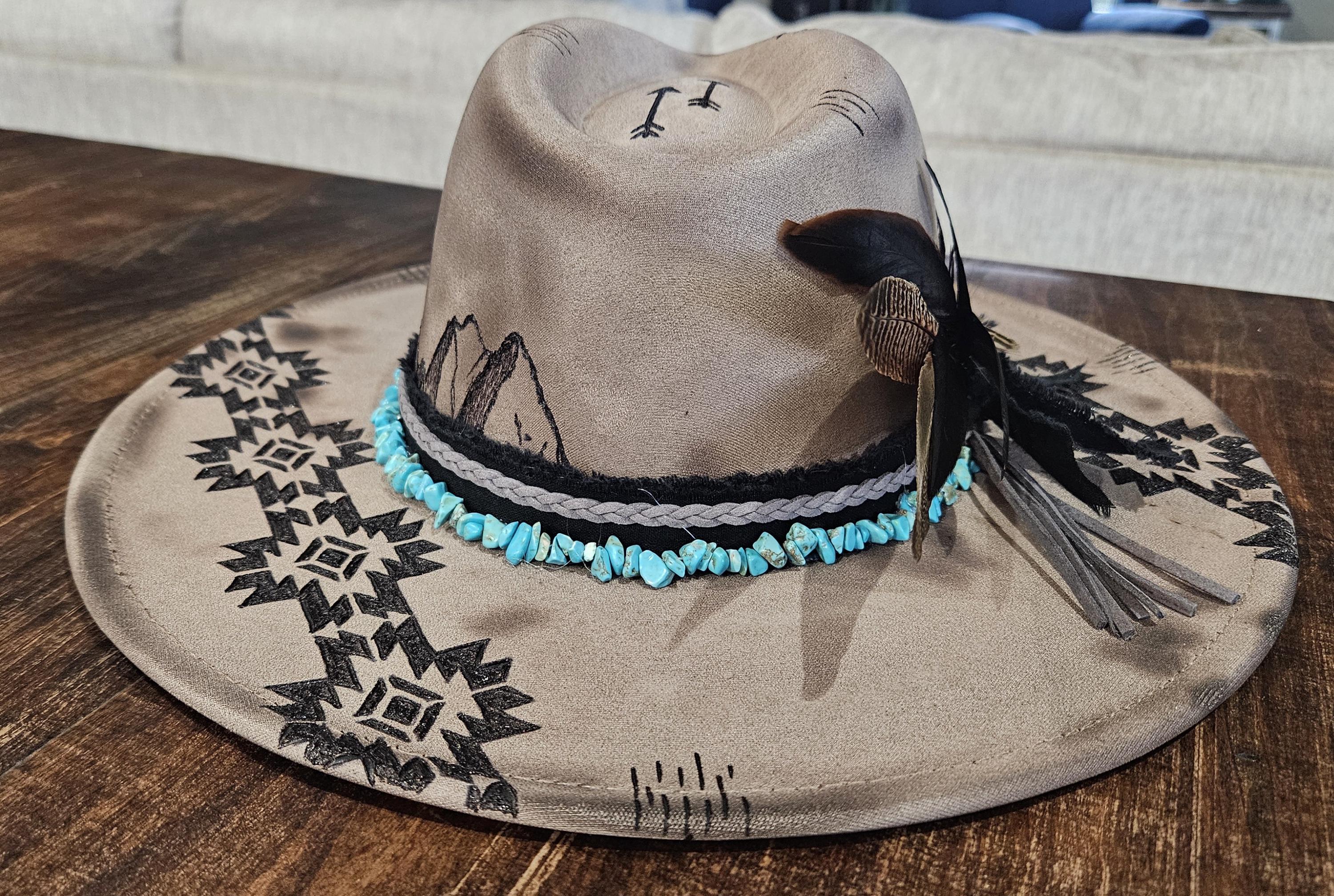Custom Burned Southwest Mountains Hat - Etsy