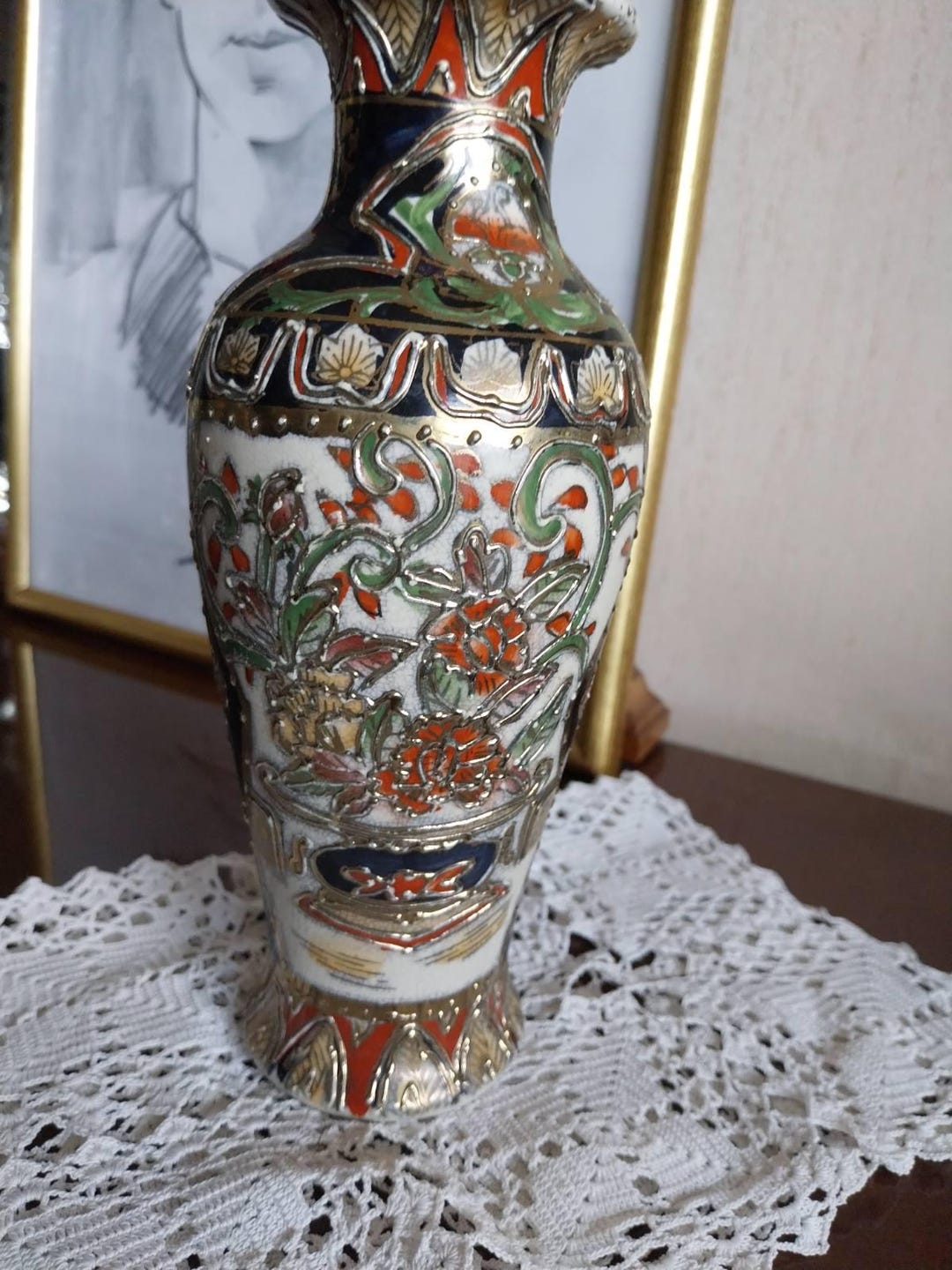 Vintage Royal Satsuma Vase: Hand-painted Moriage Japanese Porcelain, C ...