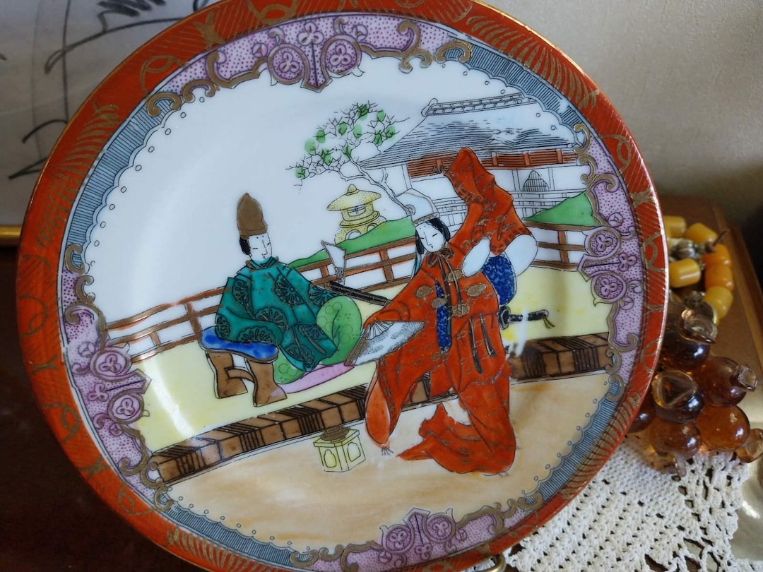 Antique Japanese Kutani Victorian Meiji Period Plate/geisha Dancing for ...