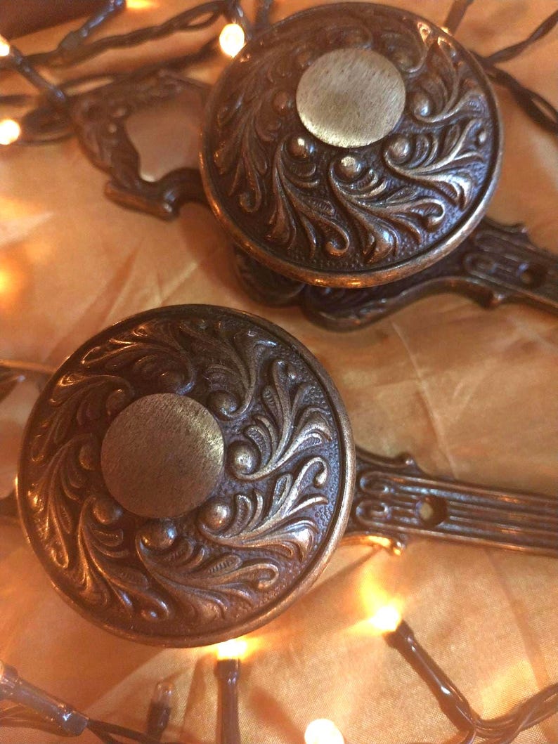 Vintage Cast Bronzed Metal Double Coat Hooks – Ornate Art Deco Entryway ...