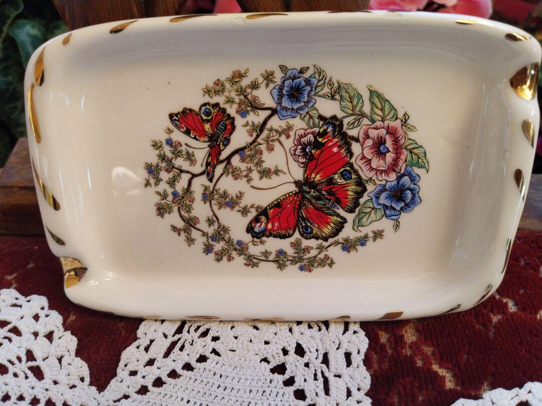 Vintage Ceramic Ashtray Heavy,24k Gold Hand Made in Greece/artisan ...