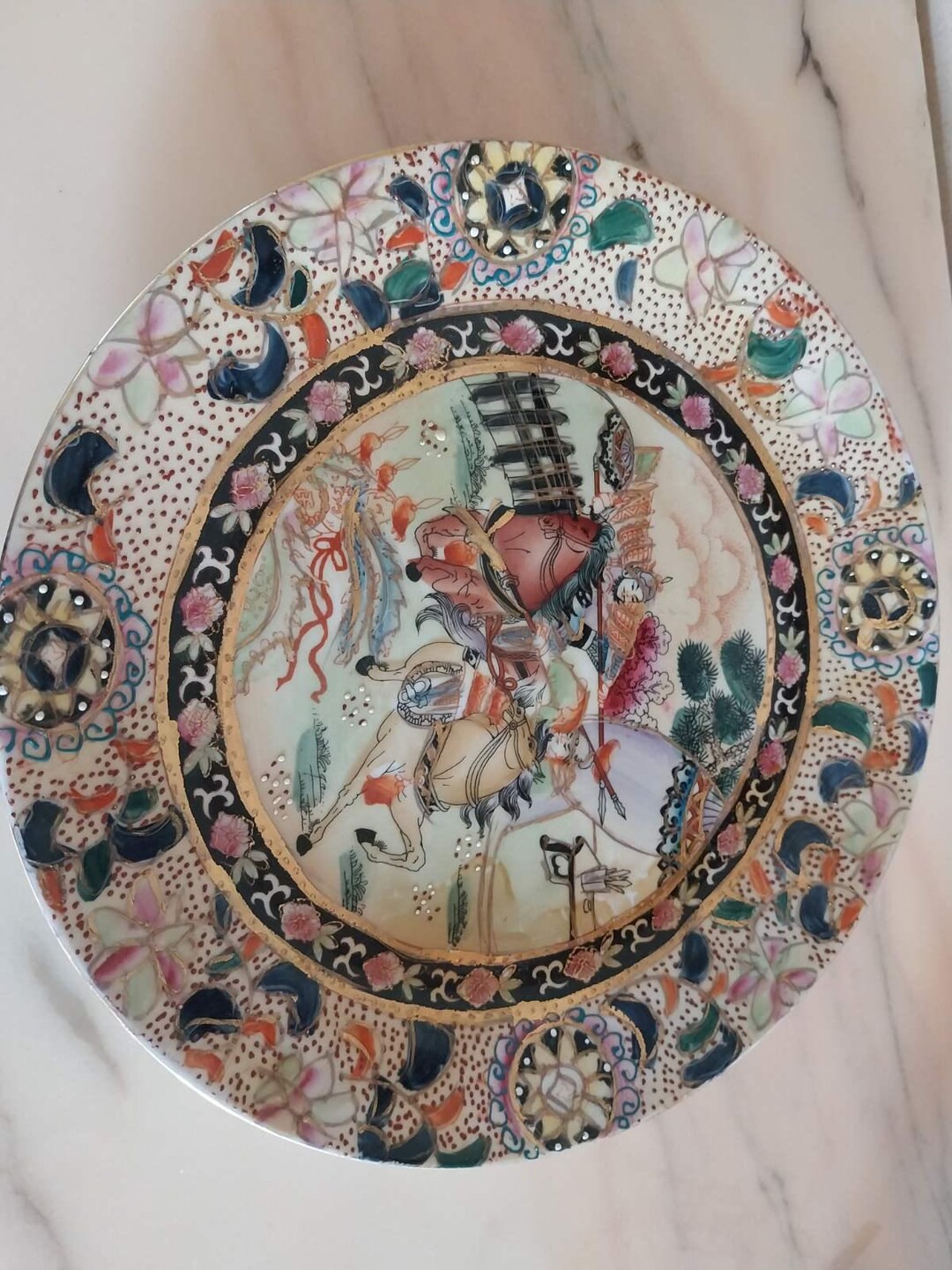 Satsuma Moriage Samurai Plate 24k Gold 10.23" : Chinese Porcelain ...