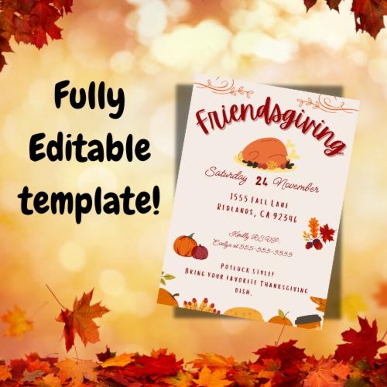 Friendsgiving Invitation Template - Etsy
