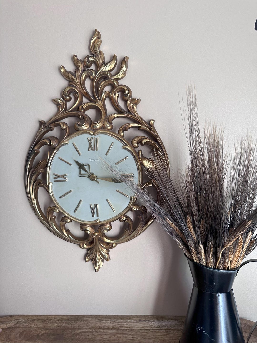 Vintage 1970's Syroco Wood Glam Battery Powered Clock - Etsy