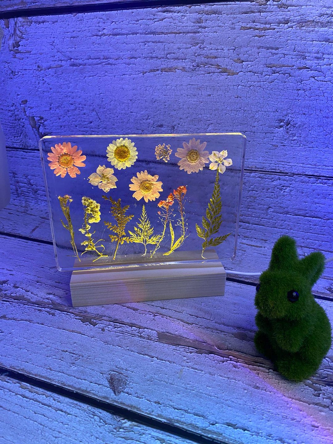 Dried Flowers Epoxy Resin Night Light - Handmade Epoxy LED Lamp ...