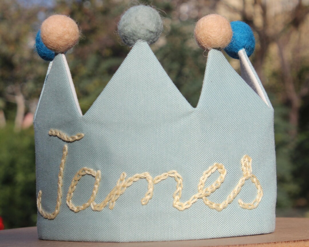 Hand Embroidered Crown , 1st Birthday Crown Personalized, Crown With ...