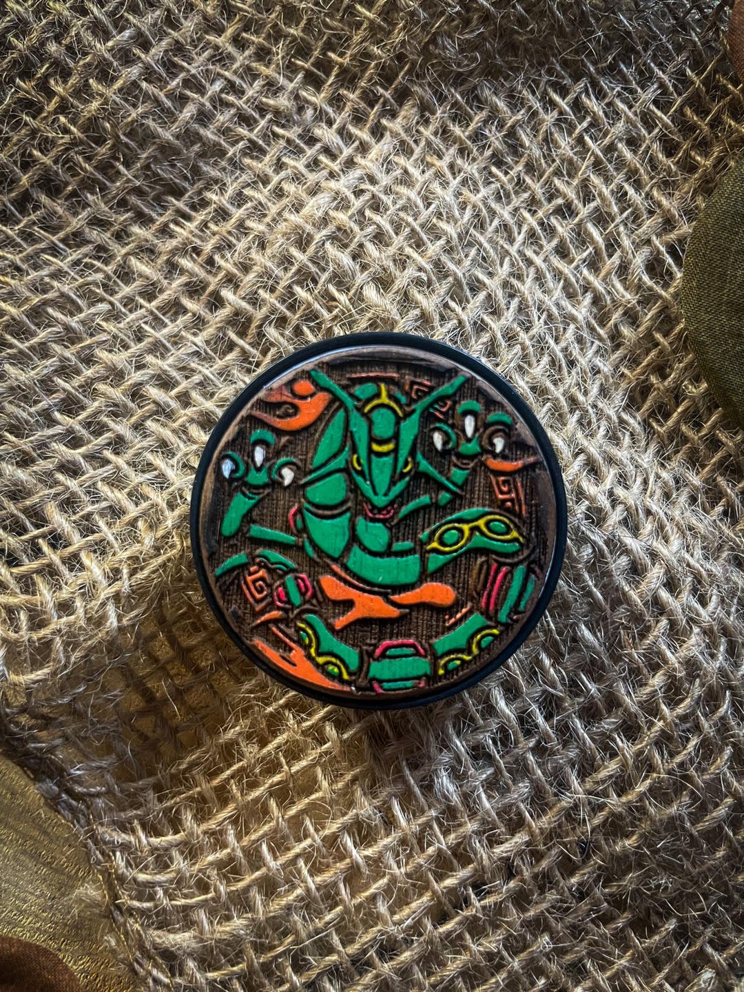 Legendary Rayquaza Monster Hand-painted Wooden Pop Socket | Unique ...