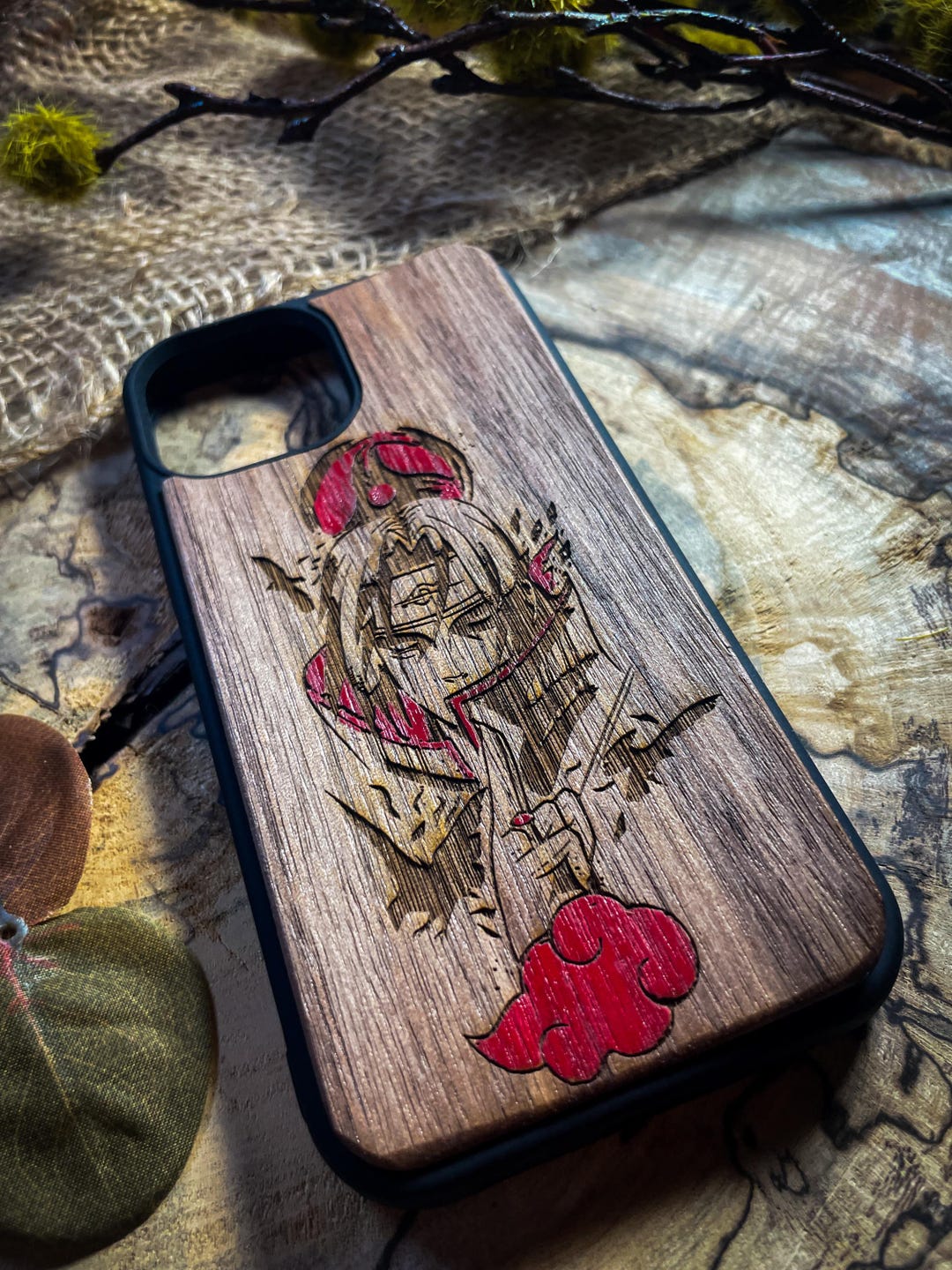 Sharingan Ninja Anime Samurai Japanese Manga Wood Phone Case Fo iPhone ...
