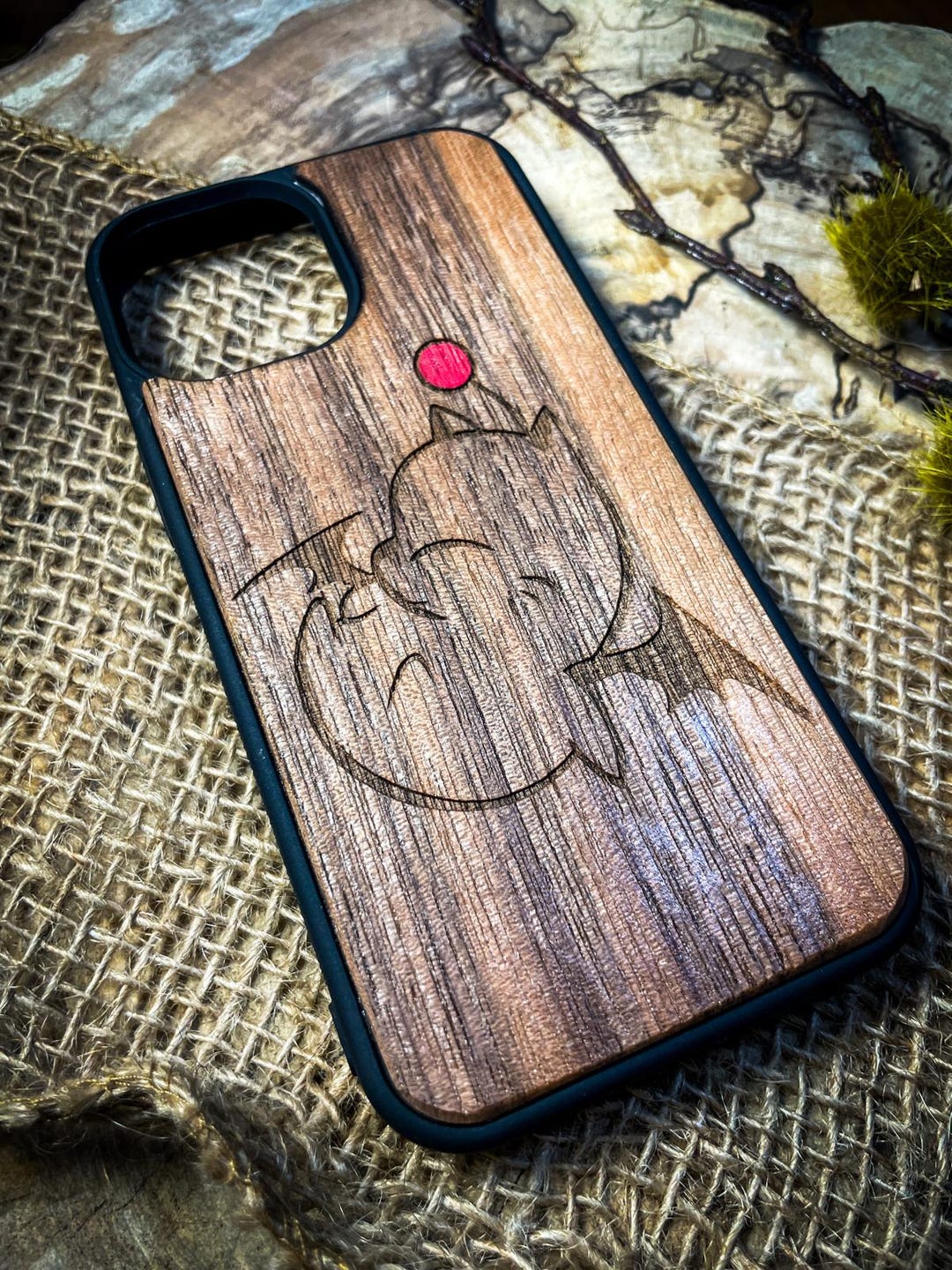Moogle Mog Chocobo Fantasy Game Sword Inspired Wood Phone Case for ...