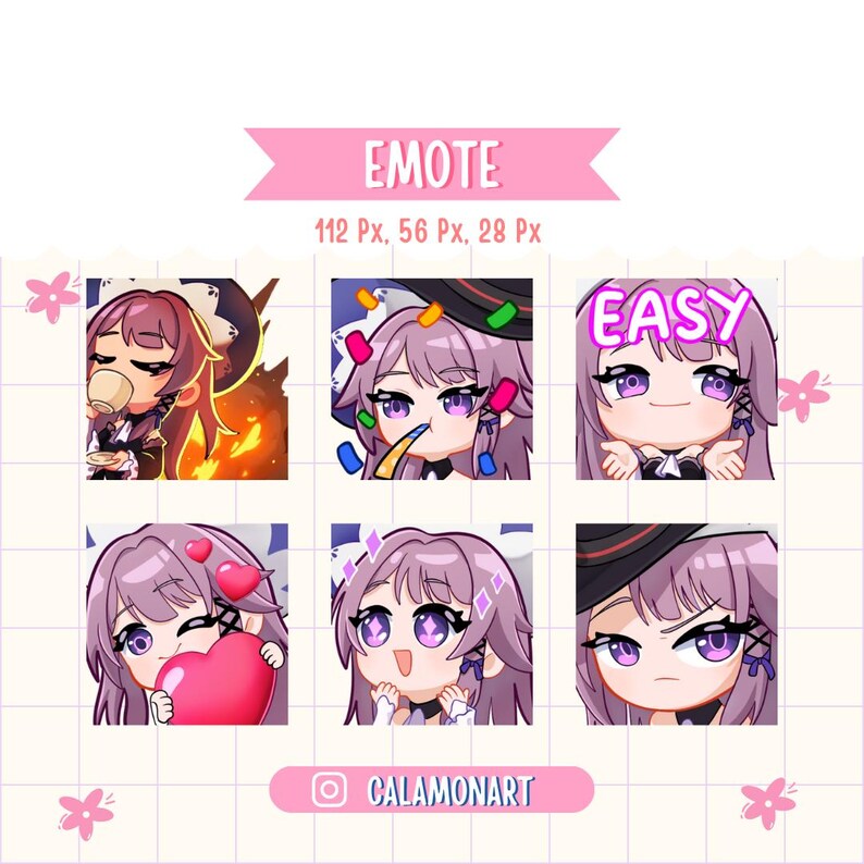6 the Herta Honkai Star Rail Emotes / Chibi Emote/twitch Emote/ready to ...