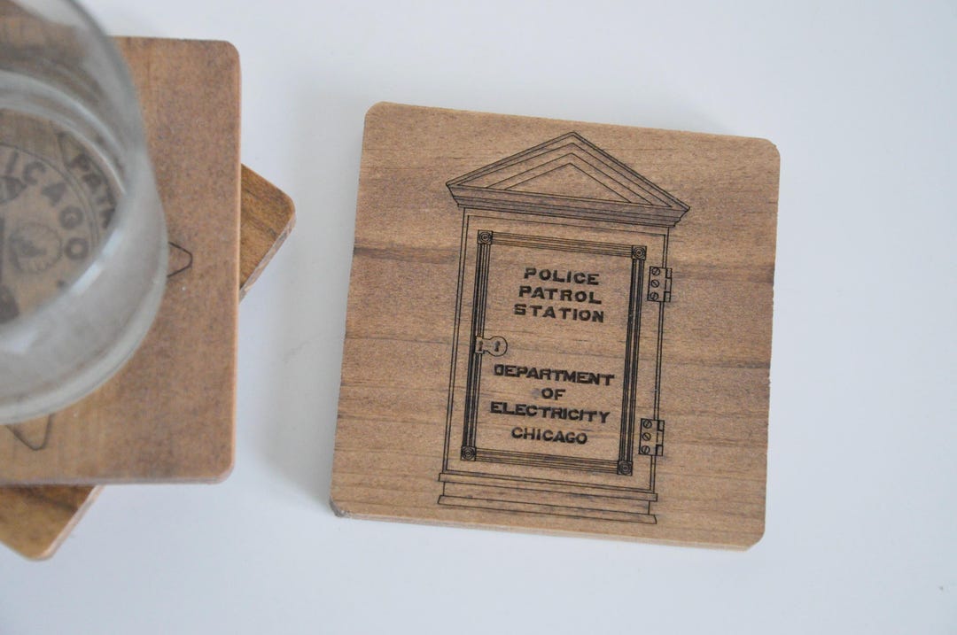 Old School Chicago Police Call Box Wood Coasters Set of 4 Laser ...