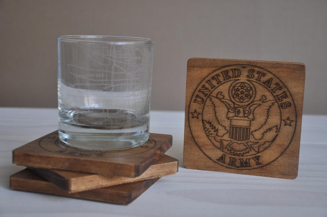 Army Hand Finished Wood Coasters Set of 4 - Etsy