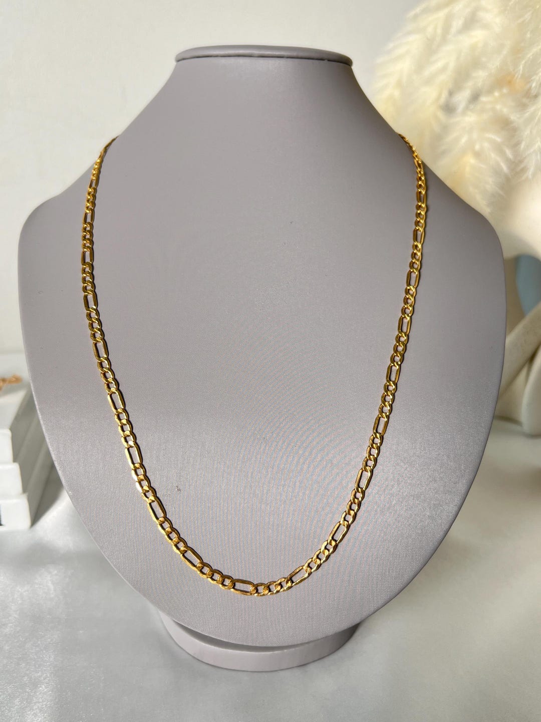 18k Solid Gold Chain, 18k Figaro Chain, Real Gold Chain, Pure Gold, 18k ...