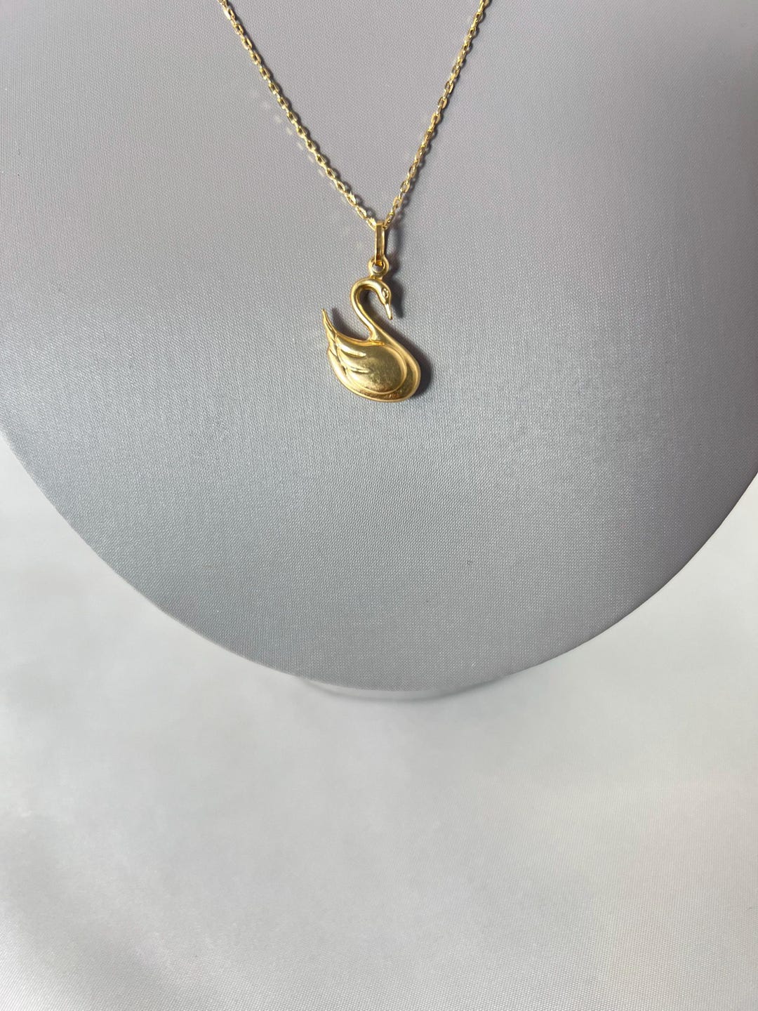 18k Solid Gold Chain, 18k Swan Necklace, Gold Swan Pendant, Mothersday ...