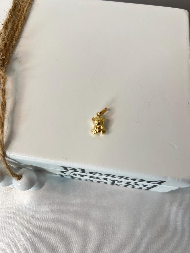 18k Solid Gold Chain, 18k Solid Gold Cute Teddy Bear Pendant, Teddy ...