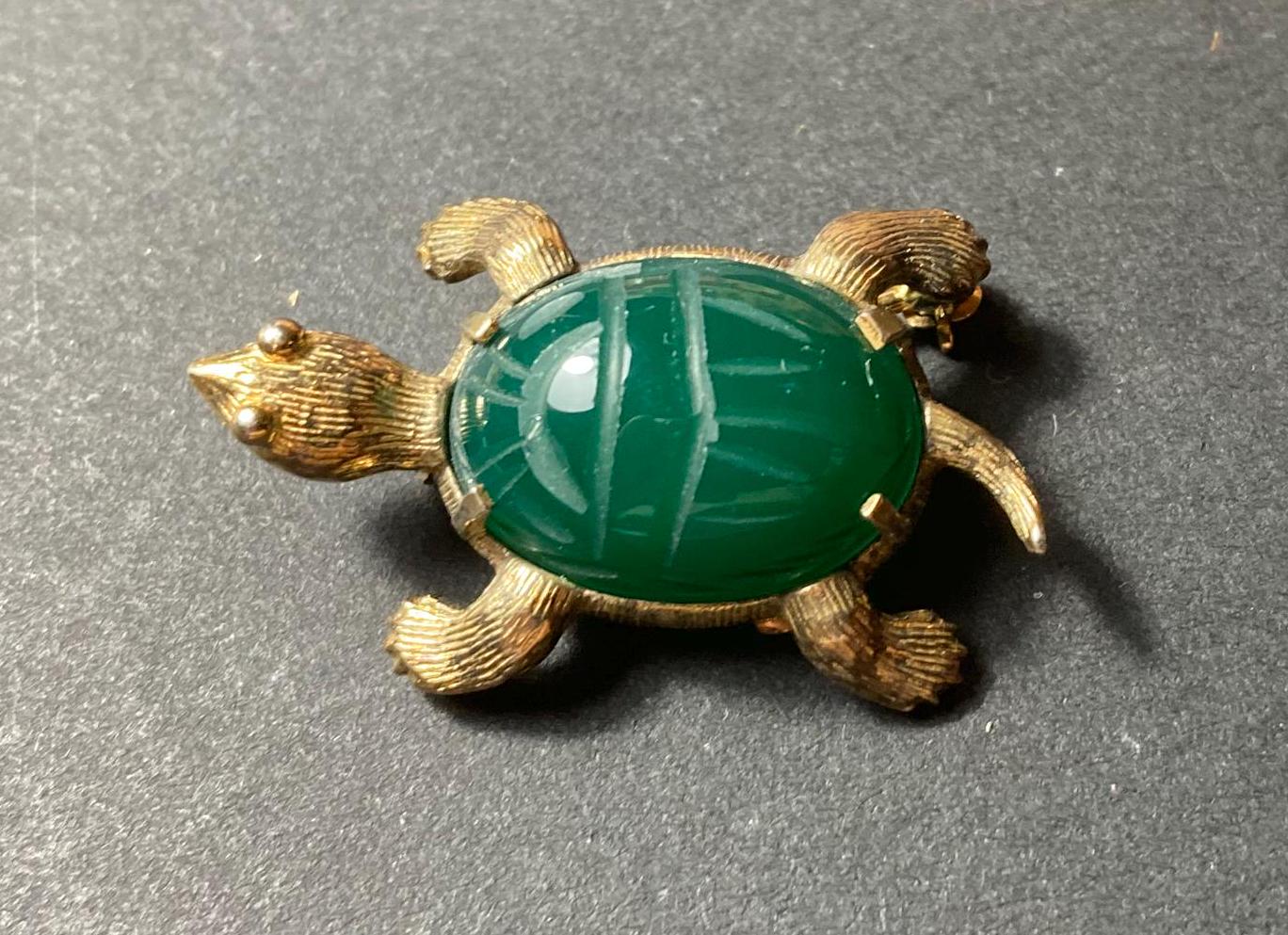 Vintage Charles Reiss (marked) Turtle Brooch. Mid-century. Gold Plating ...
