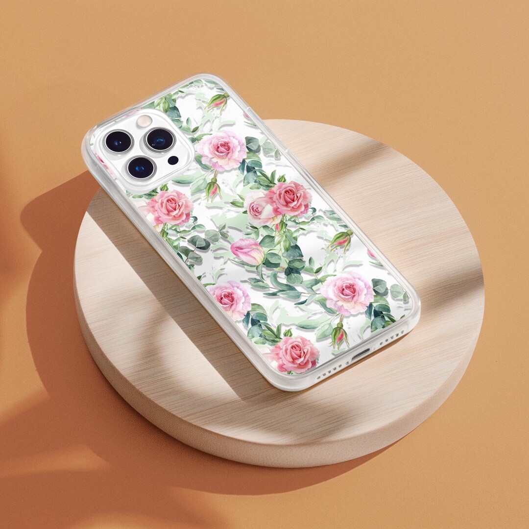 Magnetic Clear Floral Case / Cottage Core Phone Case / Preppy Pink ...