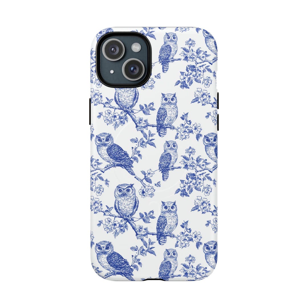 Blue Toile Phone Case - Trendy Cute Aesthetic Phone Case, iPhone 15 14 ...