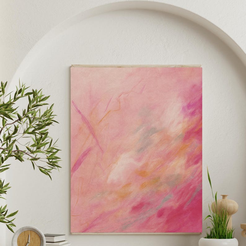 Abstract Art Print Light Pink | Canvas Abstract Art | Modern Pink ...