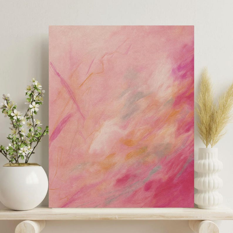 Abstract Art Print Light Pink | Canvas Abstract Art | Modern Pink ...