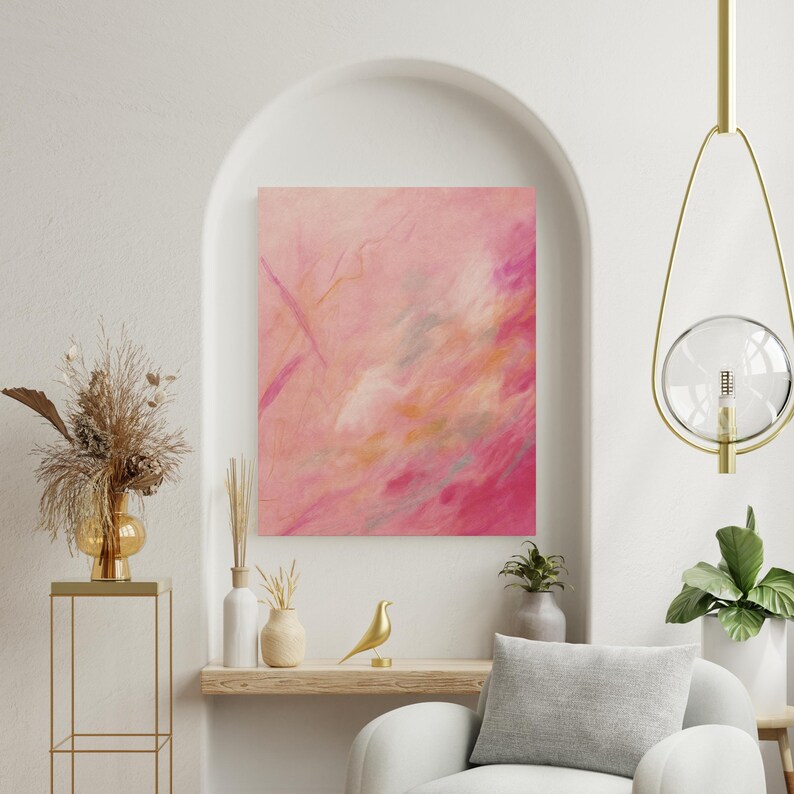 Abstract Art Print Light Pink | Canvas Abstract Art | Modern Pink ...