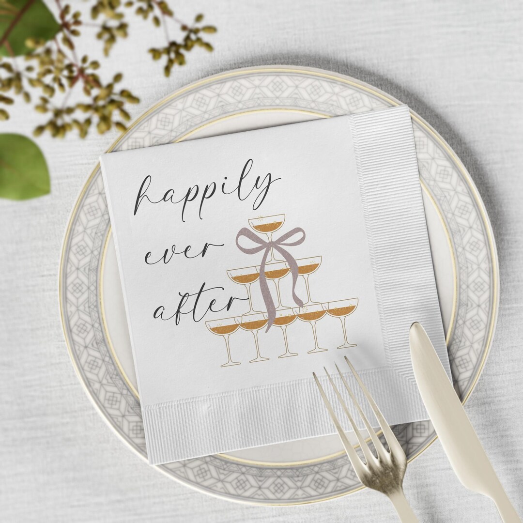 Champagne Tower Cocktail Napkin | Wedding | Party | Bachelorette ...