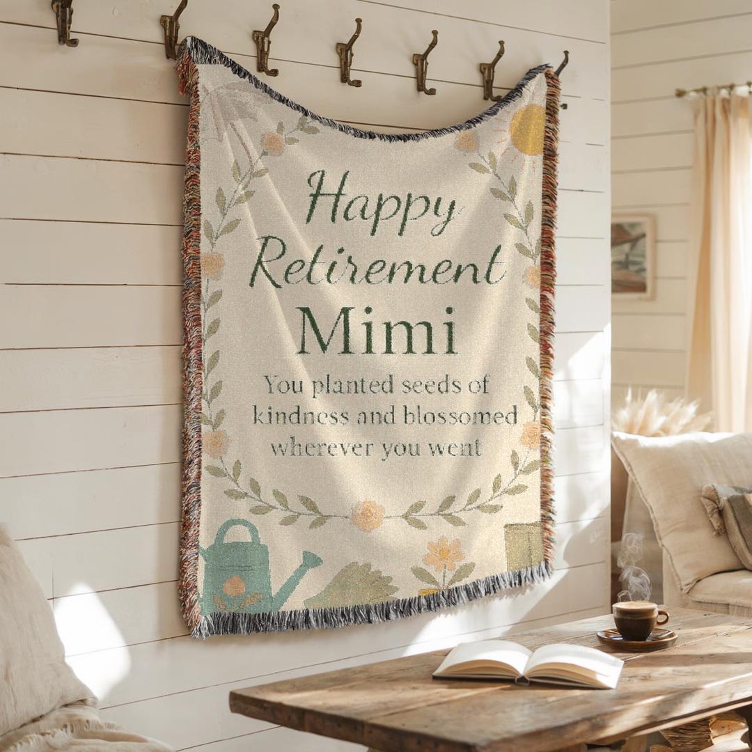 Personalized Retirement Blanket: Floral Garden Woven Throw, Custom Name ...