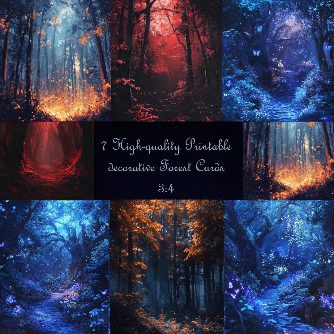 Fantasy Forest Scene Design Image (7 JPG), Postcard, Decoration ...