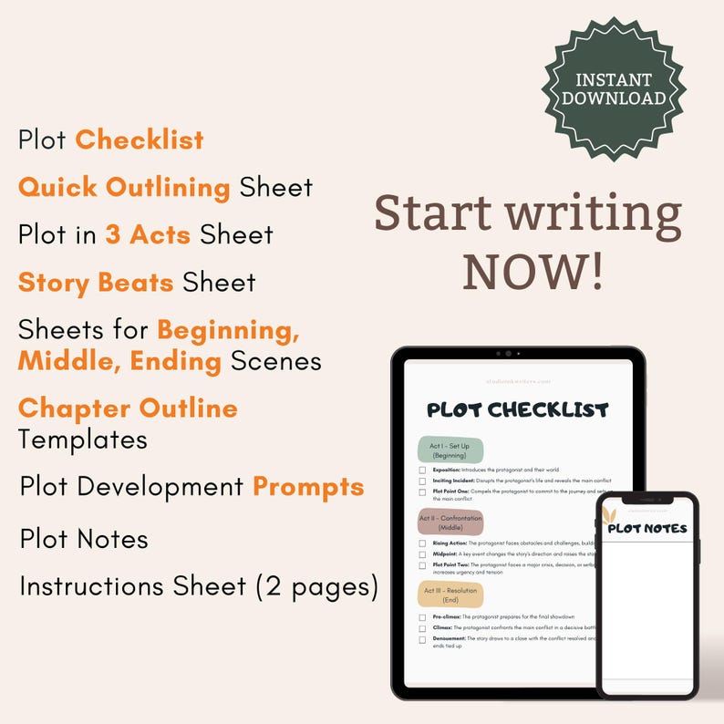 Plot Development Worksheets: Fillable and Printable Novel Writing ...